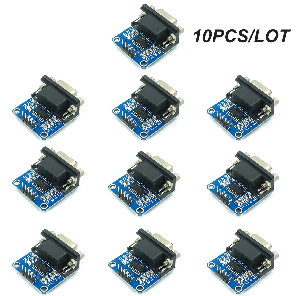 10Pcs/lot MAX3232 RS232 to TTL Serial Port Converter Module DB9 ...