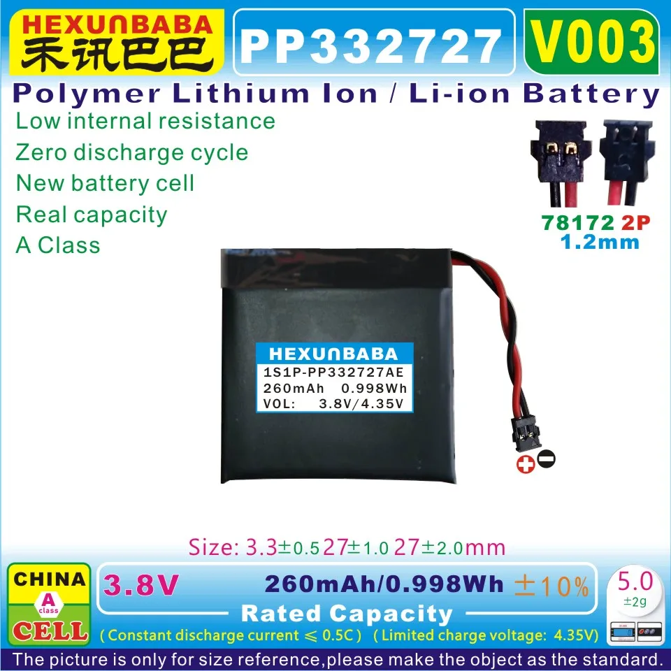 4pcs [V003] 3.8V 260mAh 332727 Polymer Li Ion Battery for TomTom GPS ...