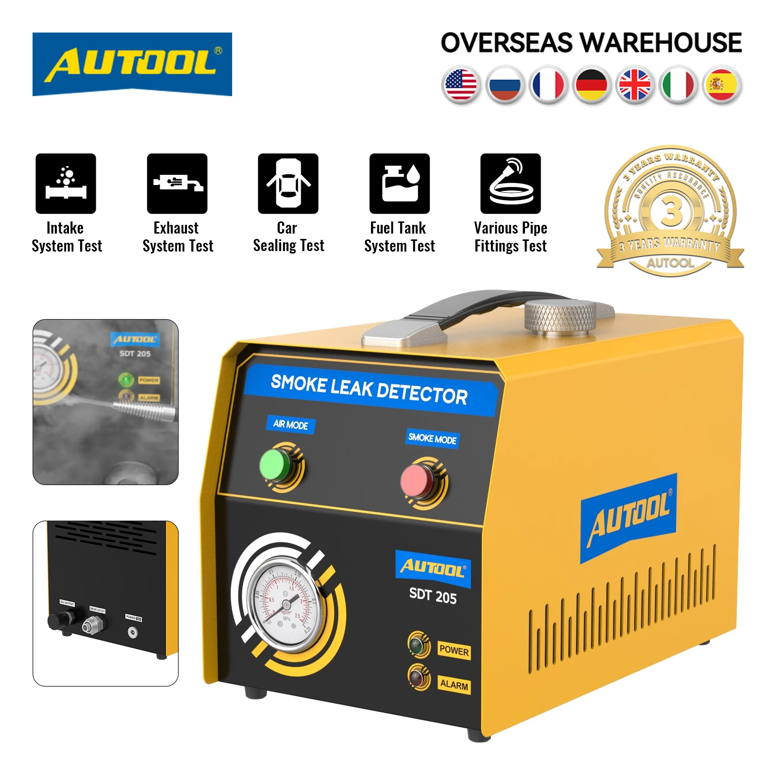 Air Leak Detector AUTOOL SDT206 Evap Smoke Machine Pipe Vacuum ...