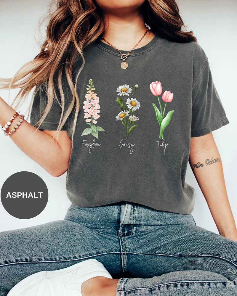 Women Short Sleeve Crewneck Shirt Subtle FDT Shirt Flower Anti Trump ...