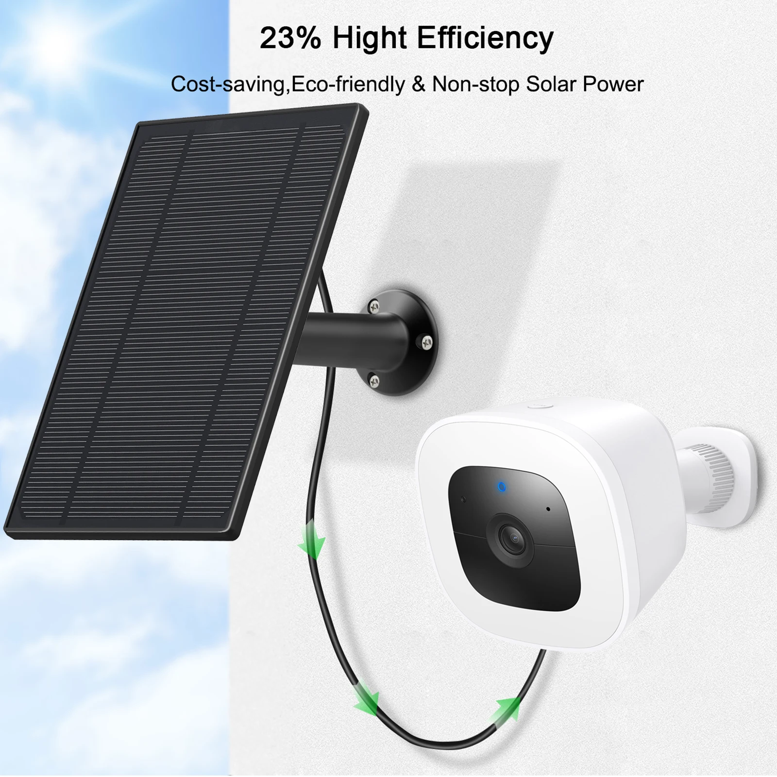 6W Solar Panel Charging power Cable mount for eufy Security SoloCam S40 ...