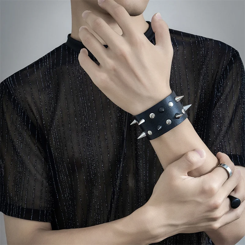 Pulsera Con Pinchos De Filas Para Hombre Y Mujer, Brazalete, 44% OFF