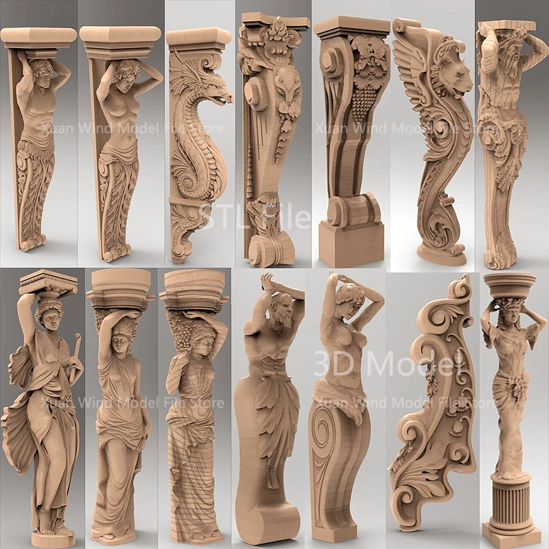 Decor-Leg-Column-Set-STL-3d-Model-Man-and-Woman-Statue-Art-Gthic-for ...