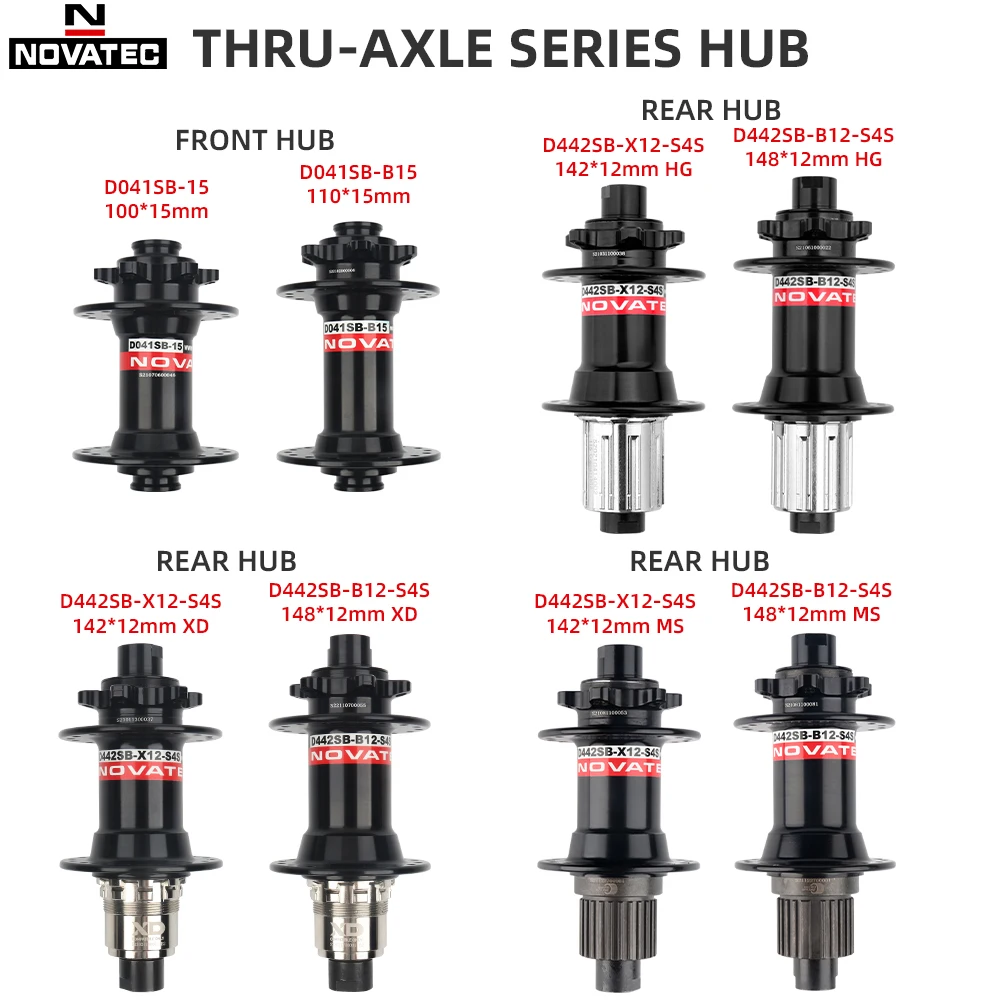 Novatec-MTB-Hub-32-Holes-HG-MS-XD-Bicycle-Cube-D041SB-D442SB-Boost-Thru ...