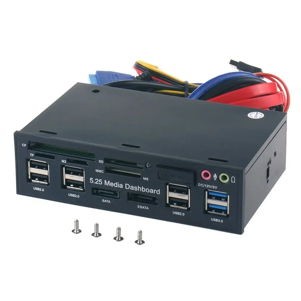 5-25-Pc-Front-Panel-Dashboard-Media-Usb-3-0-Hub-Audio-Esata-Sata-Card ...