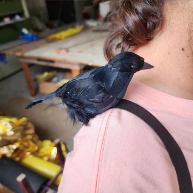 Halloween-Party-Crow-Decoration-Gothic-Black-Feathered-Crow-Prop ...