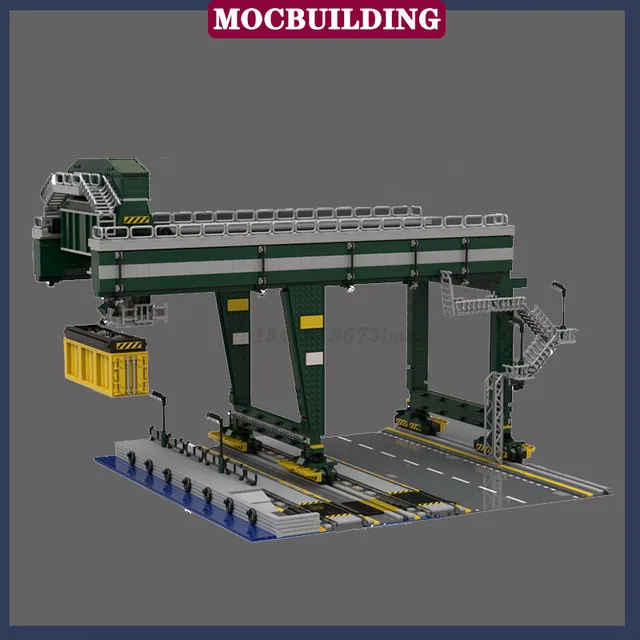 MOC City Train Container Crane Model Building Block Set Port Building ...