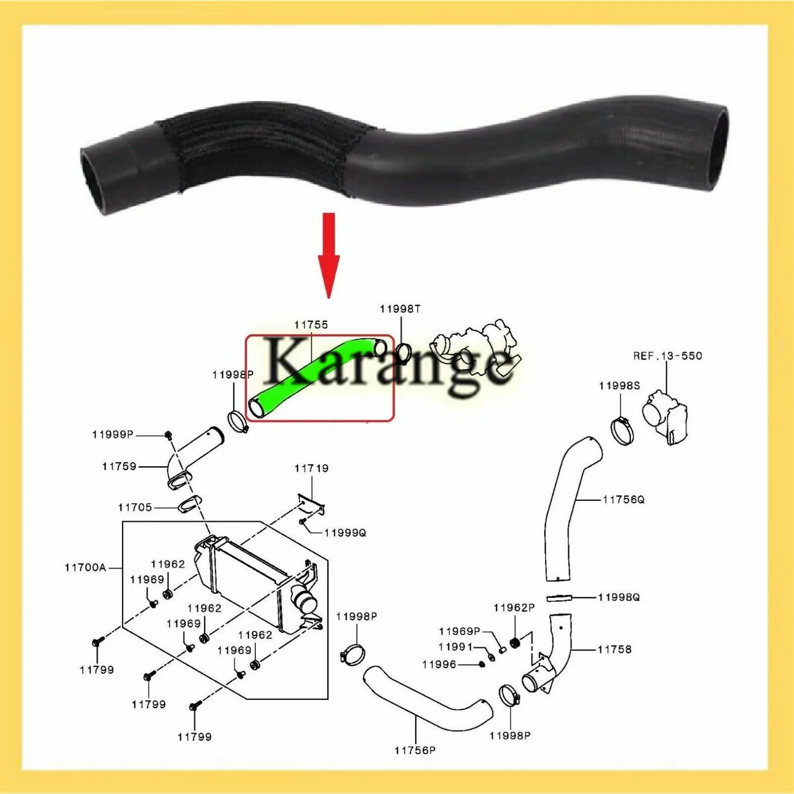 1x Turbo Inter Cooler Intake Air Hose 11755 1505A377 For Mitsubishi ...