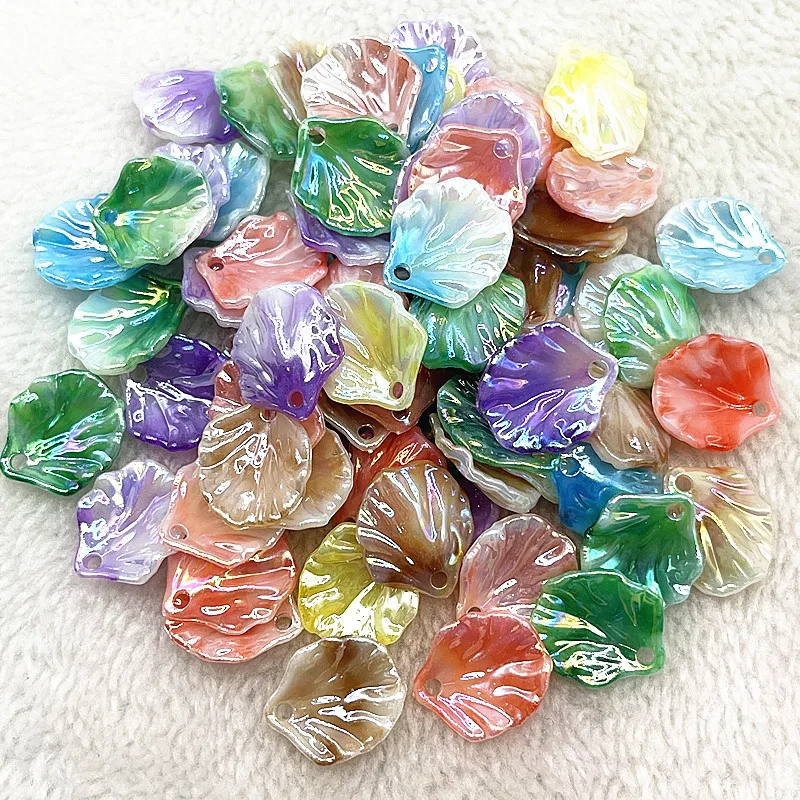 30pcs 15x17mm Colored Imitation Shell Acrylic Beads Petals Leaves Piece ...