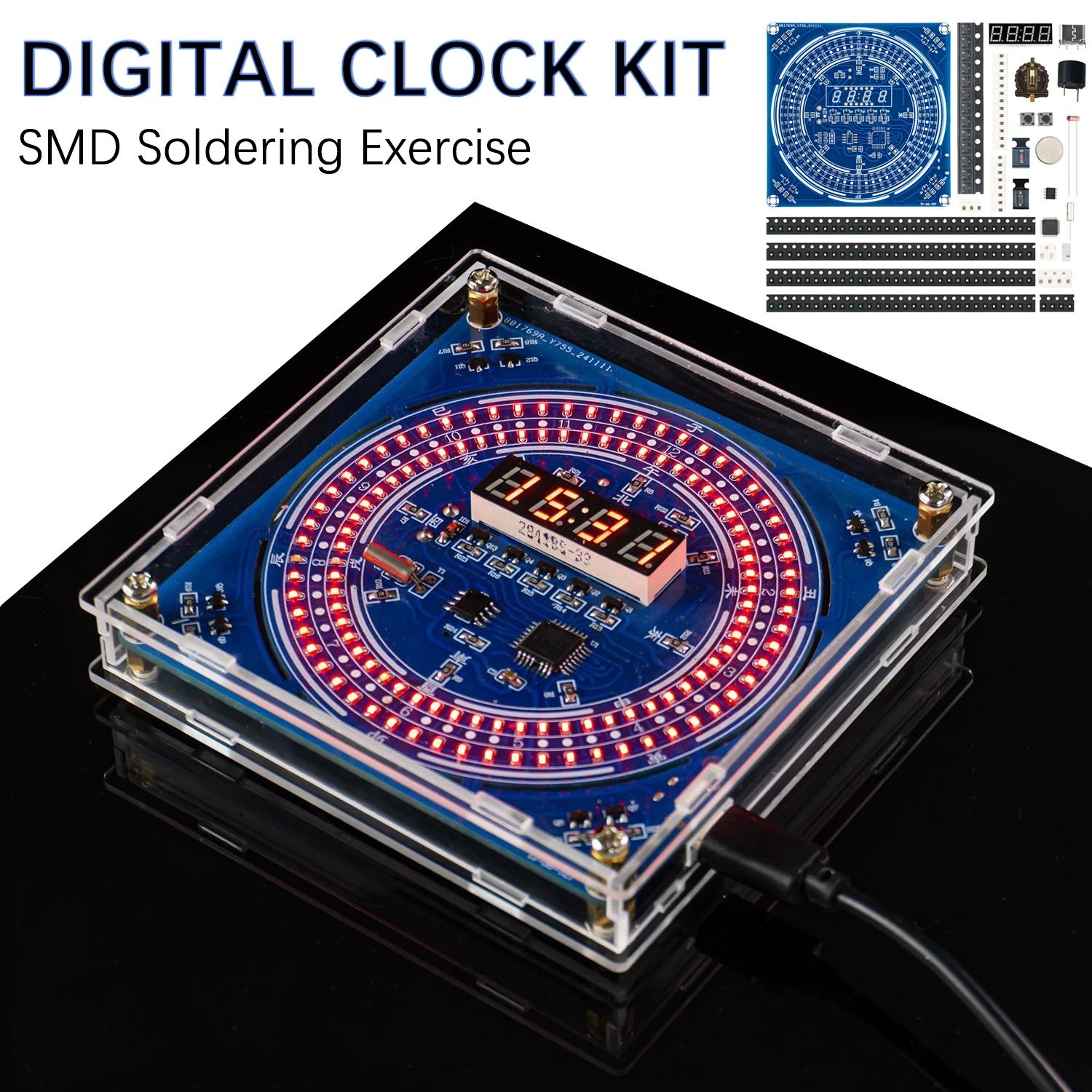 Soldering Practice for Beginners DIY Digital Clock Kit Multifunction ...