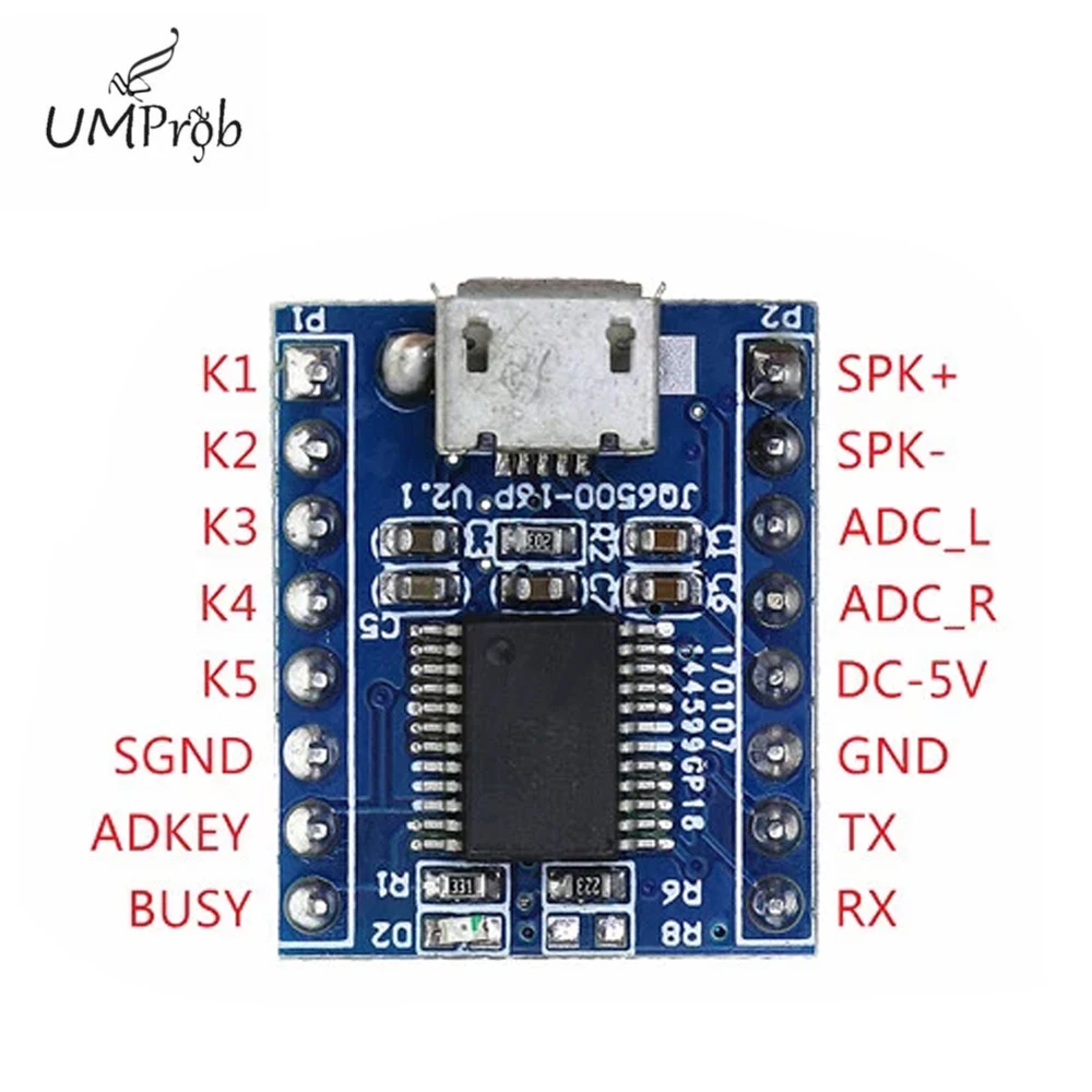 JQ6500 Voice Sound Module 16Mbit MCU Serial Control Broadcast 1 To 5 ...