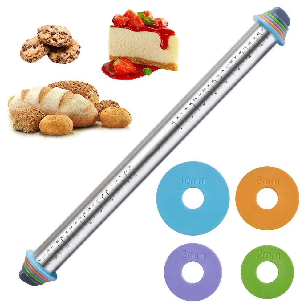 Silicone Rolling Pin Plastic Dough Fondant Cake Pastry Roller With ...