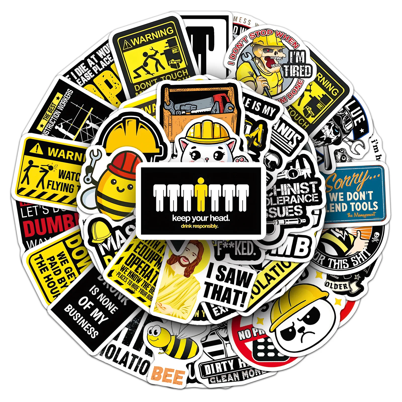 50PCS Safety Slogan English Stickers Text Graffiti DIY Decorative ...