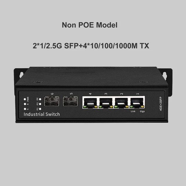 Industrial POE 2.5G Switch SFP 2500Mbps With 4 Ports 10/100/1000M POE Output