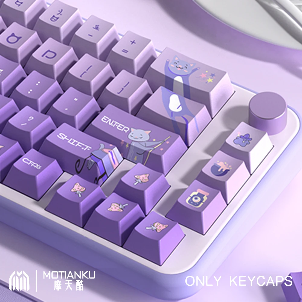 Magic-Cat-Original-theme-Keycaps-Purple-cute-Cartoon-Anime-Cherry ...