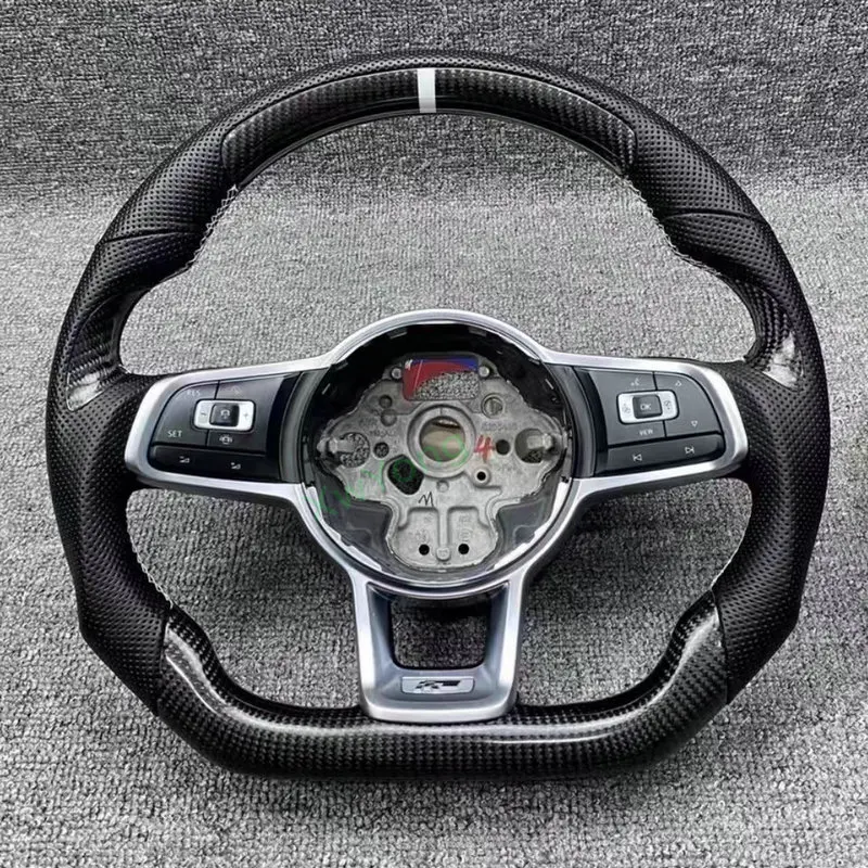 100-Real-Carbon-Fiber-Steering-Wheel-For-VW-Volkswagen-Golf-7-Rline-GTI ...