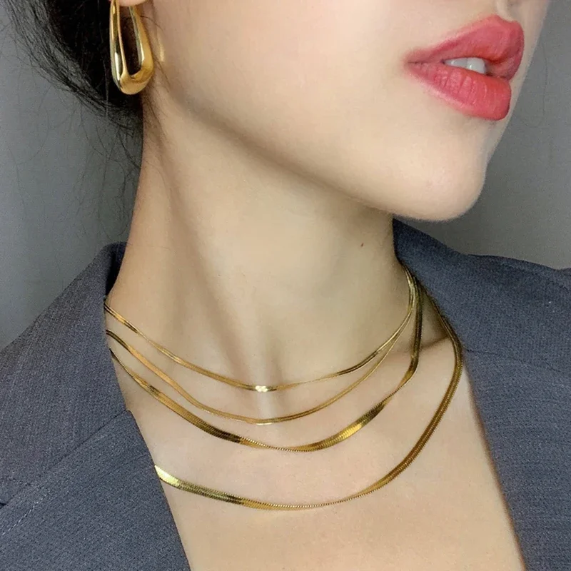 Hot-Fashion-Unisex-Snake-Chain-Women-Necklace-Choker-Stainless-Steel ...