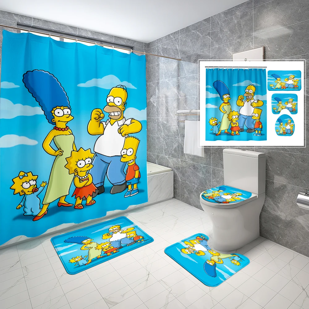 1-4Pcs-70-70inch-S-the-Simpsons-Amusing-Cartoon-Waterproof-Shower ...