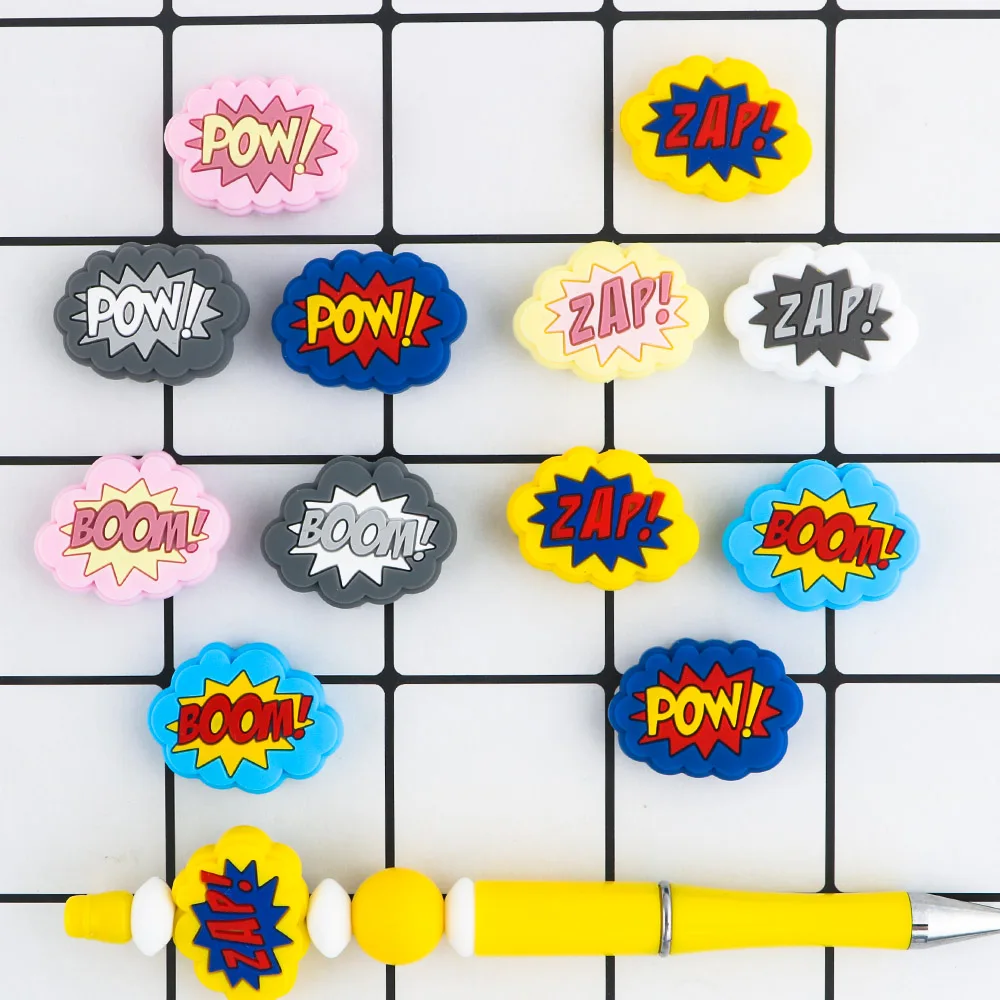 Sunrony-5-10Pcs-New-Silicone-Beads-Cartoon-BOOM-POW-ZAP-Jewelry-Food ...