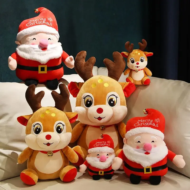 New-Lovely-Santa-Claus-Elk-Plush-Toys-Stuffed-Animal-Doll-Christmas ...
