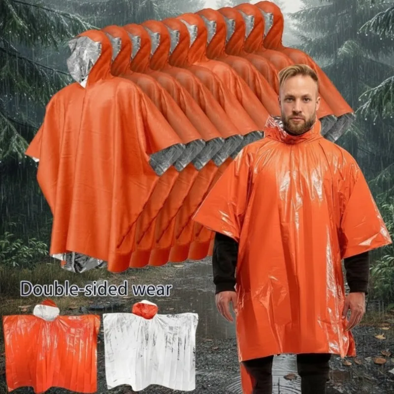 OutdoorPortable Emergency Rain Poncho Survival CampingThermal Insulated ...