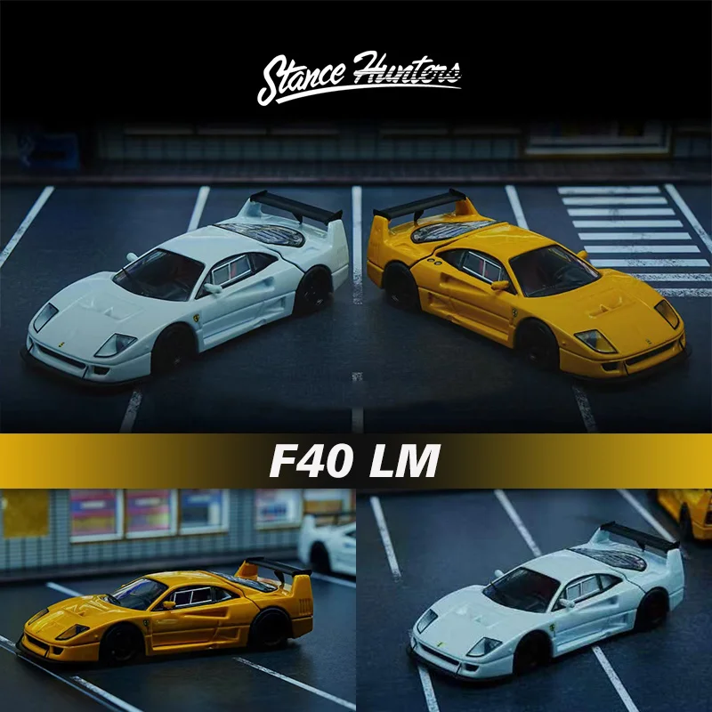 Stance-Hunters-1-64-F40-LM-Opened-Hood-White-Yellow-Alloy-Diorama-Car ...
