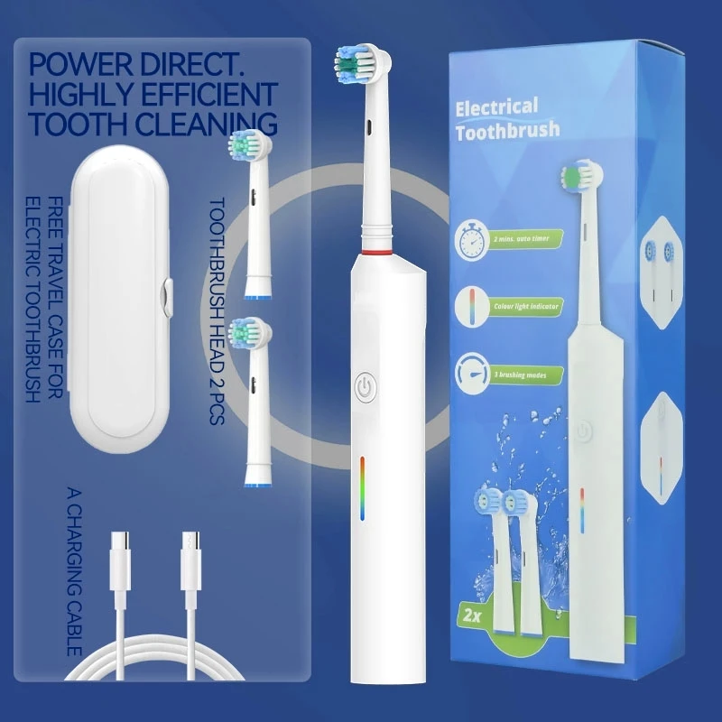 Electric-Toothbrush-Rotary-Round-Head-Adult-Soft-Bristle-Induction ...