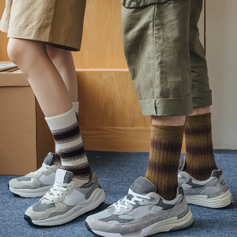 Calcetines-a-rayas-Vintage-para-mujer-calcet-n-de-tubo-medio-de-algod-n ...