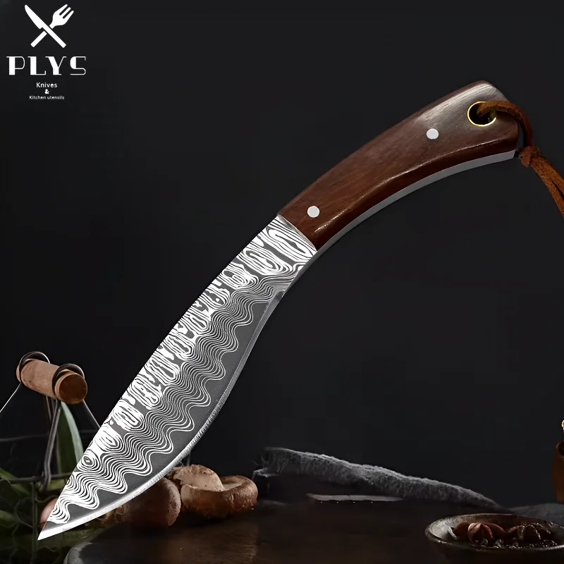 PLYS-Damascus-Patterned-Old-Fashioned-Handle-Knife-Mini-Machete-Eating ...