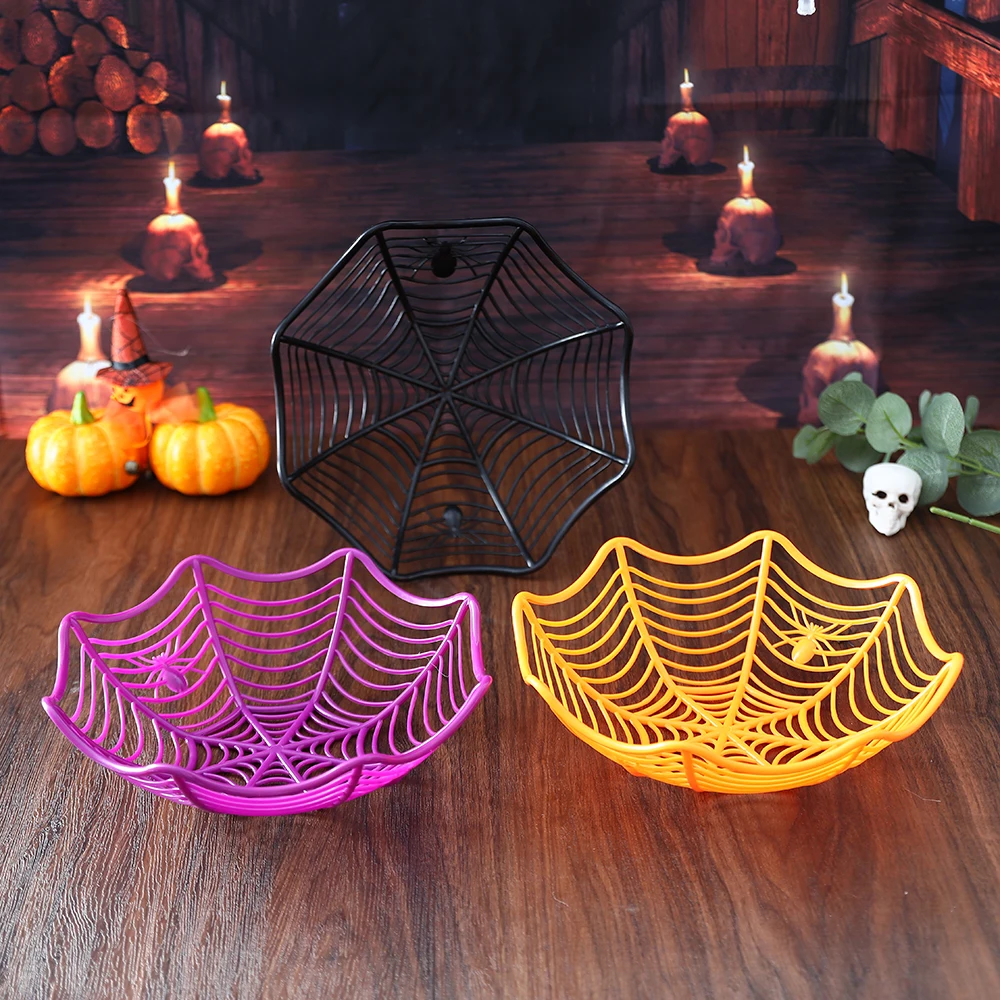 Hallowee-Candy-Basket-Spider-Web-Bowl-Fruit-Plate-Candy-Box-Halloween ...