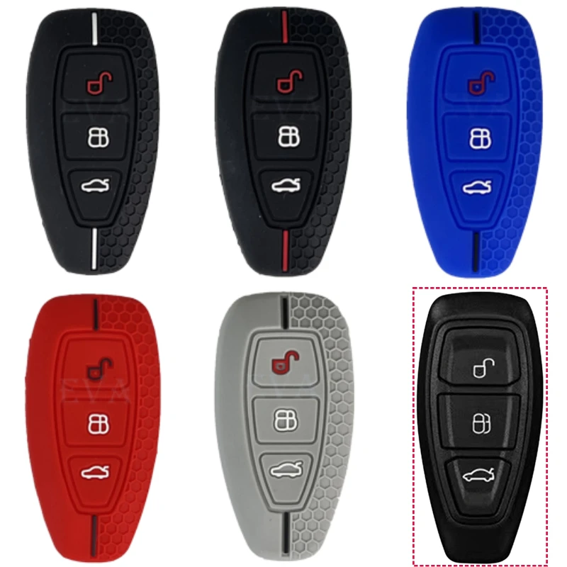 3 Buttons Silicone Car Key Case For Ford Mondeo Focus Fiesta Kuga C-Max ...
