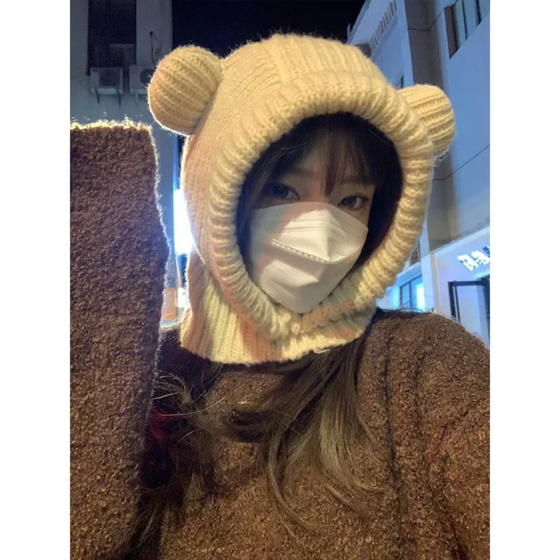 Bon-Balaclava-de-orelha-de-ursinho-bonito-vers-o-coreana-para-mulheres ...