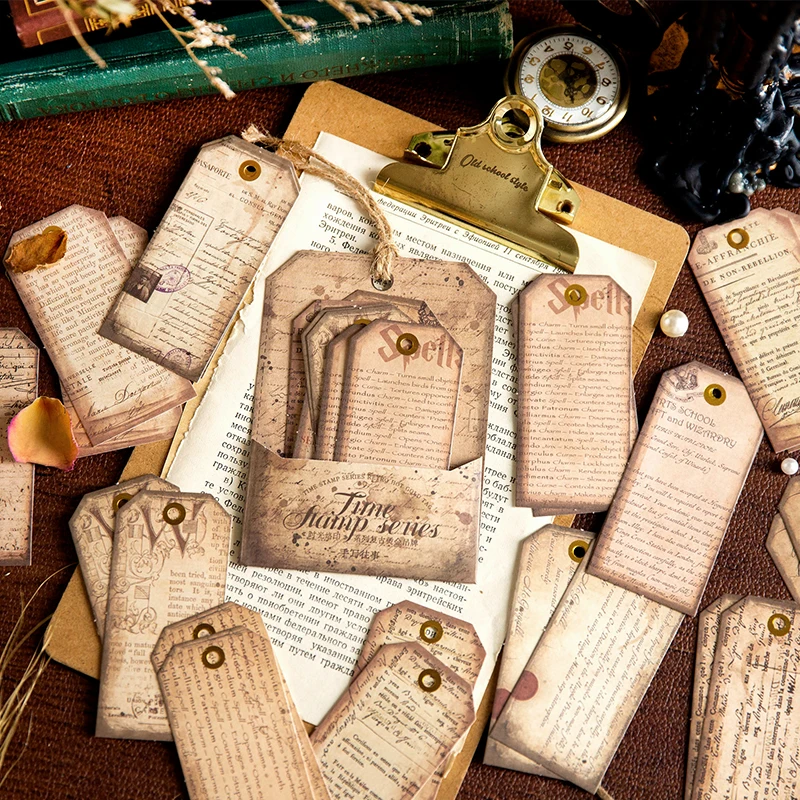 Vintage-Scrapbook-Paper-Tag-antigo-papel-decorativo-dourado-folha-de ...