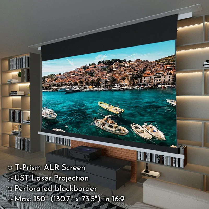 Trinovisuals 100" ~ 120" Ceiling-Recessed Electric ALR Screen for Ultra ...