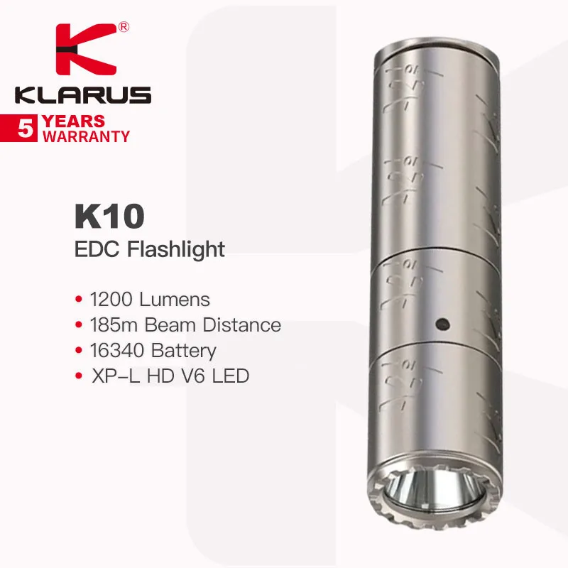 Klarus-K10-Portable-Exquisite-EDC-Flashlight-1200-Lumens-Rechargeable ...