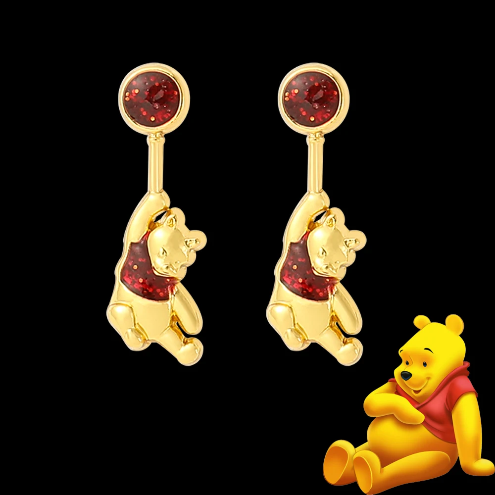 Disnes-Cute-Winnie-the-Pooh-Pendant-Earrings-Women-Luxury-Gold-Plated ...