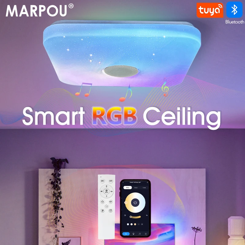 MARPOU-Smart-RGB-Ceiling-Lamp-Music-Light-With-Remote-Control-Square ...