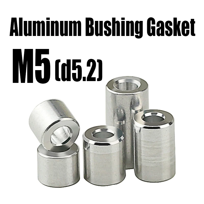 10PCS M5 Aluminum Bushing Gasket d5.2 Round Hollow No Thread Standoff ...