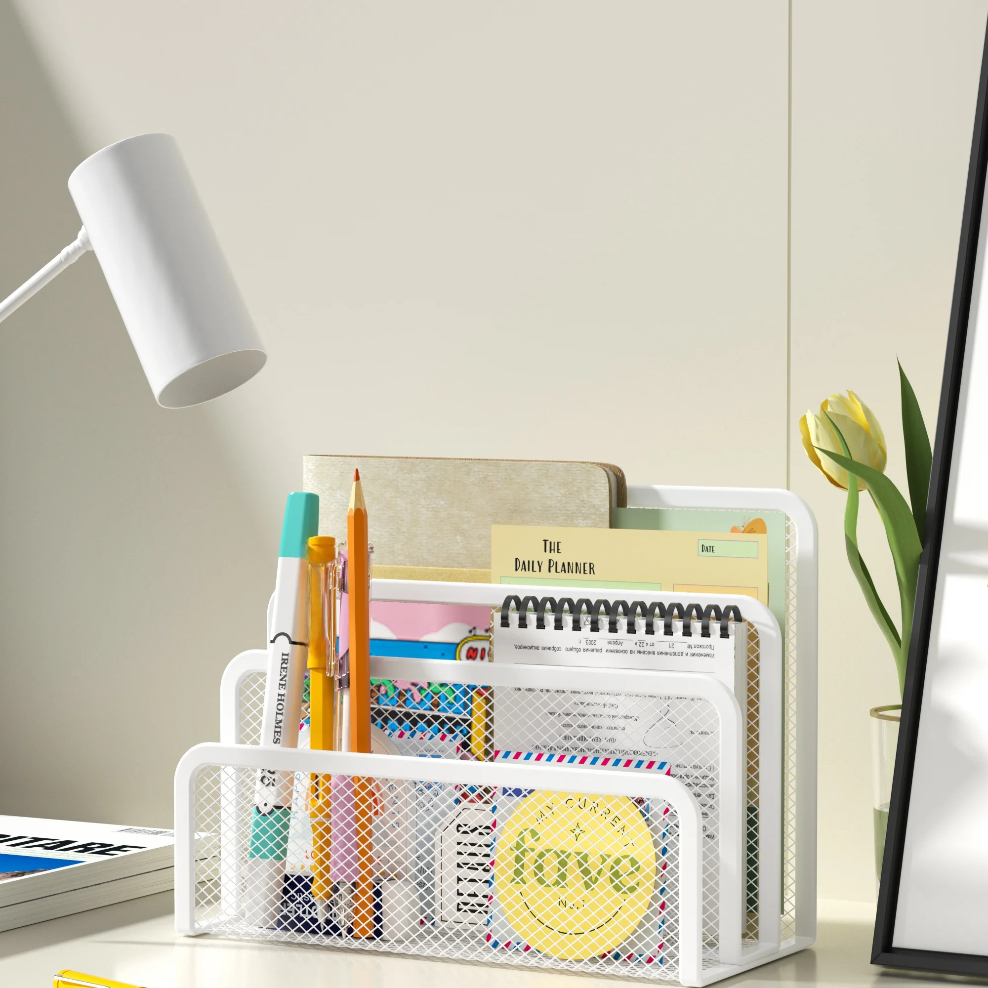 3-Layer Black Metal Mesh Desk Organizer – Crafting Corner