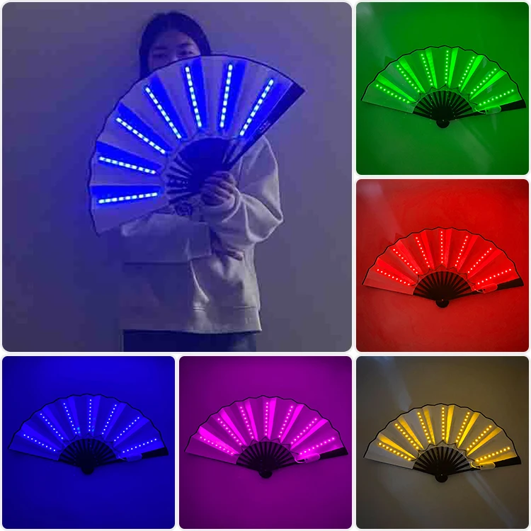 3V-LED-Luminous-Folding-Fan-13inch-Colorful-Fan-Wedding-Hand-Fans-for ...
