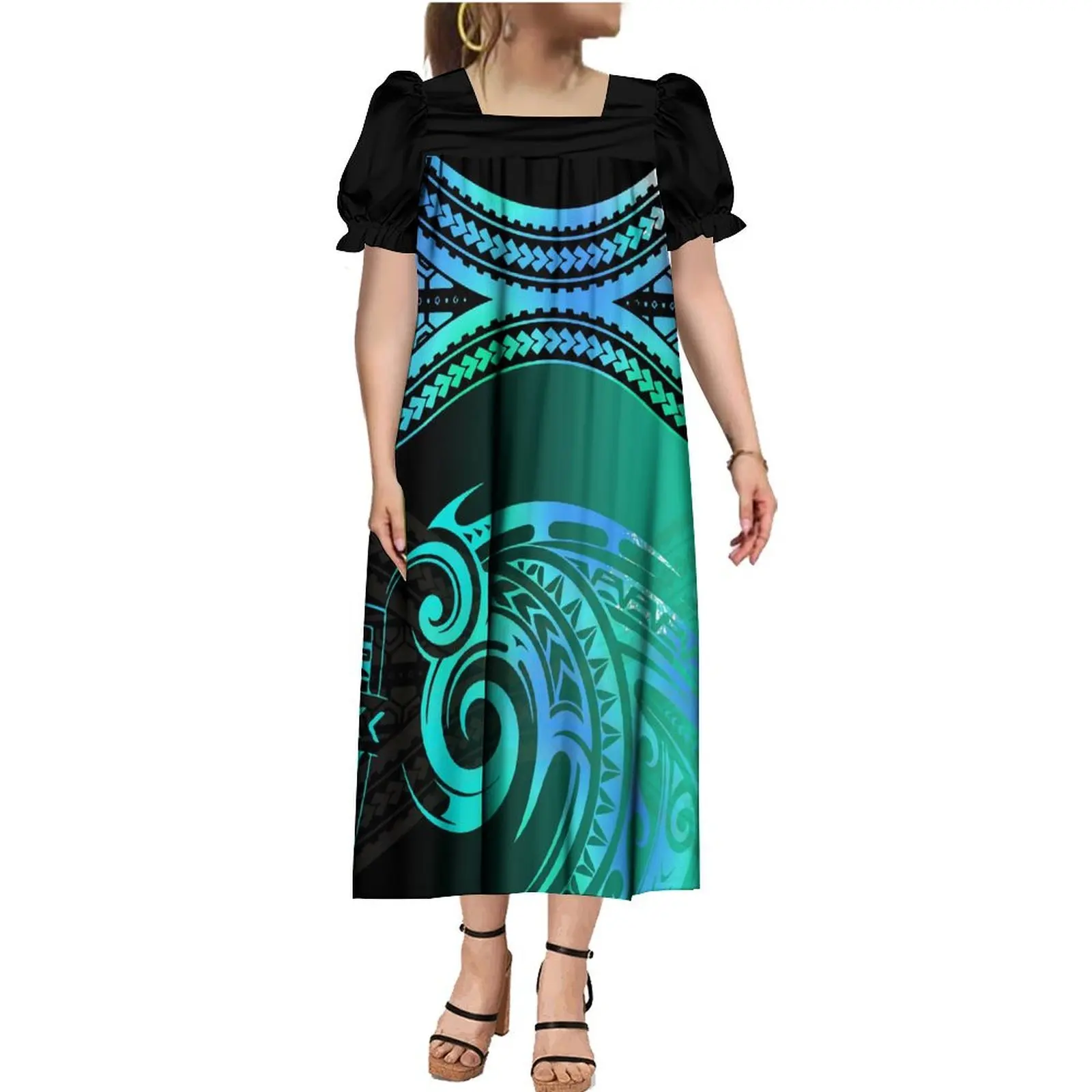 Muumuu-Dress-Micronesia-Design-Custom-Pattern-Midi-Party-Ladies-Short ...