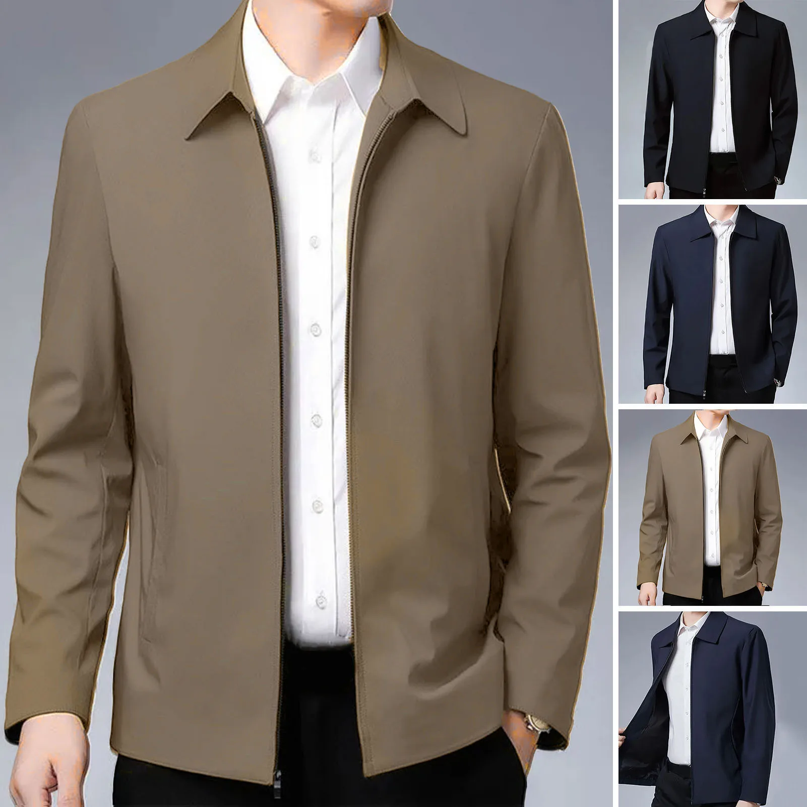 Veste-l-gante-revers-pour-hommes-d-ge-moyen-poches-zipp-es-affaires ...