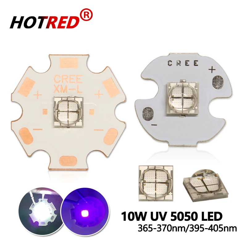 UV Purple LED 10W XML 5050 SMD High Power 4 Chips 3-3.7V 365nm 370nm ...