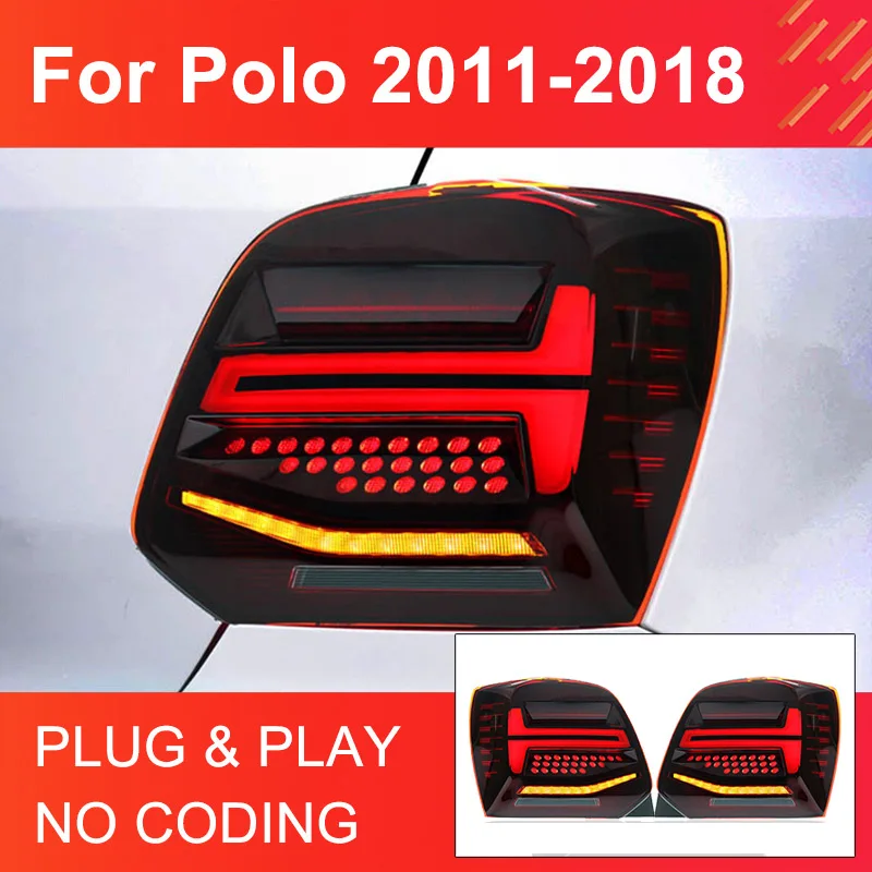 1 Pair LED Tail Light Assembly For VW Polo 2011-2018 Tail Lamps Plug ...