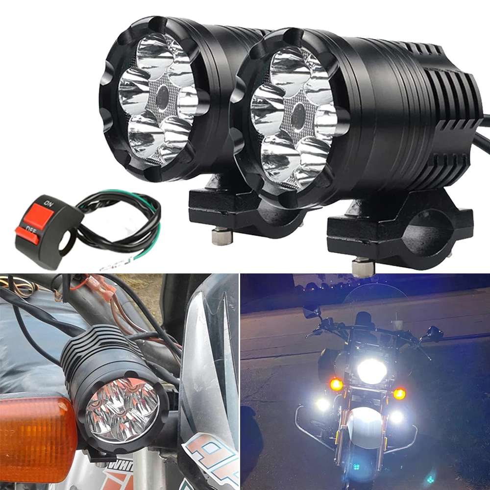 Auxiliary Motorcycle Headlights Spotlights Assembly 60w Led Lamp 12v ...