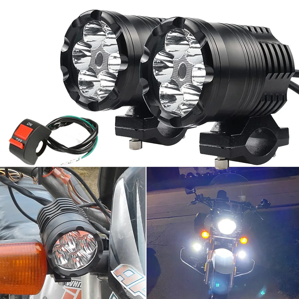 Auxiliary Motorcycle Headlights Spotlights Additional Flash LED 12V-80V ...