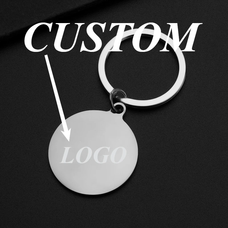 1pc Custom Keychain Personalized Stainless Steel Round Plate Customized ...