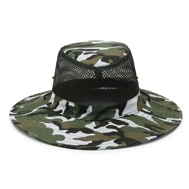 Men Women Summer Foldable Fisherman Mesh Outdoor Sport Fishing Sun Hat ...