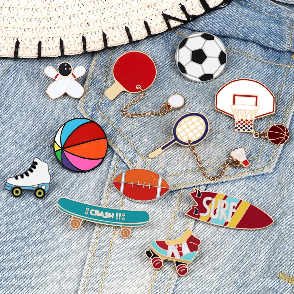 All-Love-Sports-Healthy-Lifestyle-Enamel-Pins-Rugby-Basketball-Soccer ...
