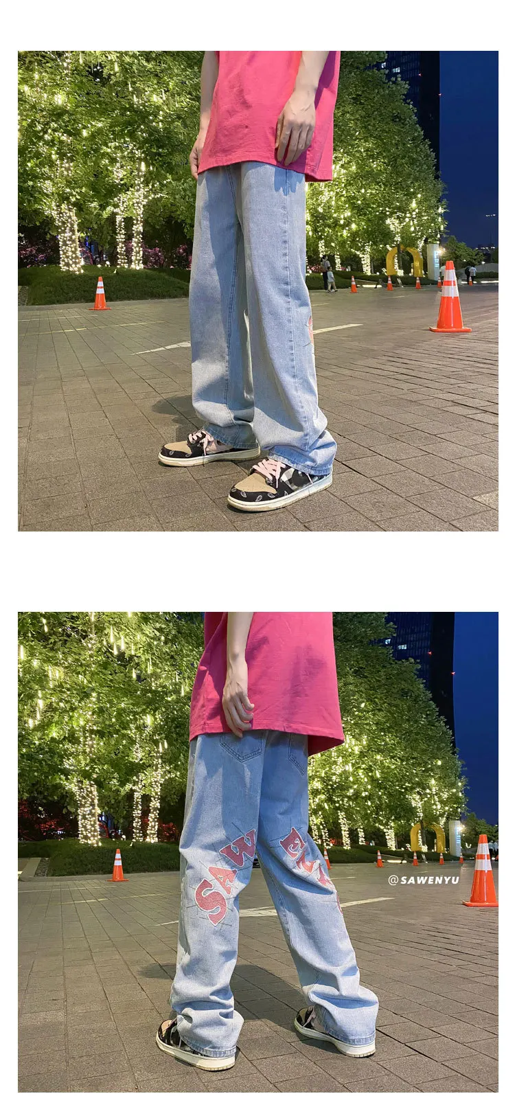 Y2k Men Harajuku Streetwear Alt Jeans Straight Fairy Grunge Hip Hop ...